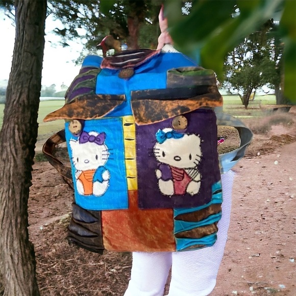 Vintage | Bags | Hello Kitty Style Burlap Kantha Bohemian Patchwork ...